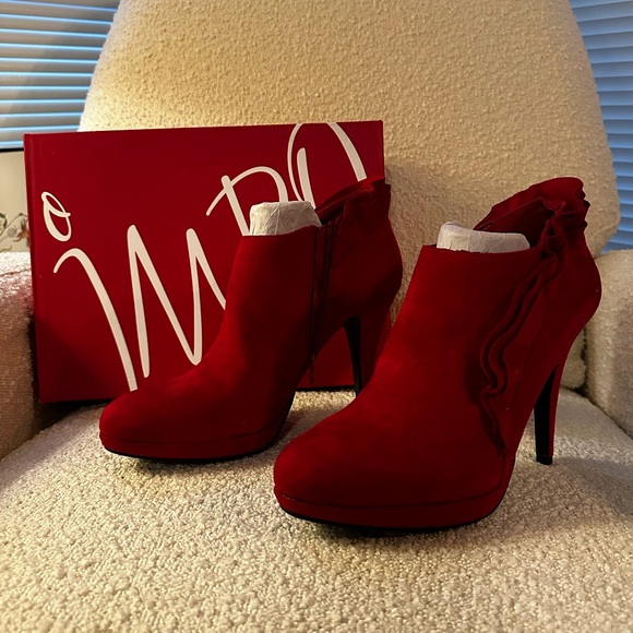 Impo | Shoes | Impo Red Suede Heeled Boots | Poshmark